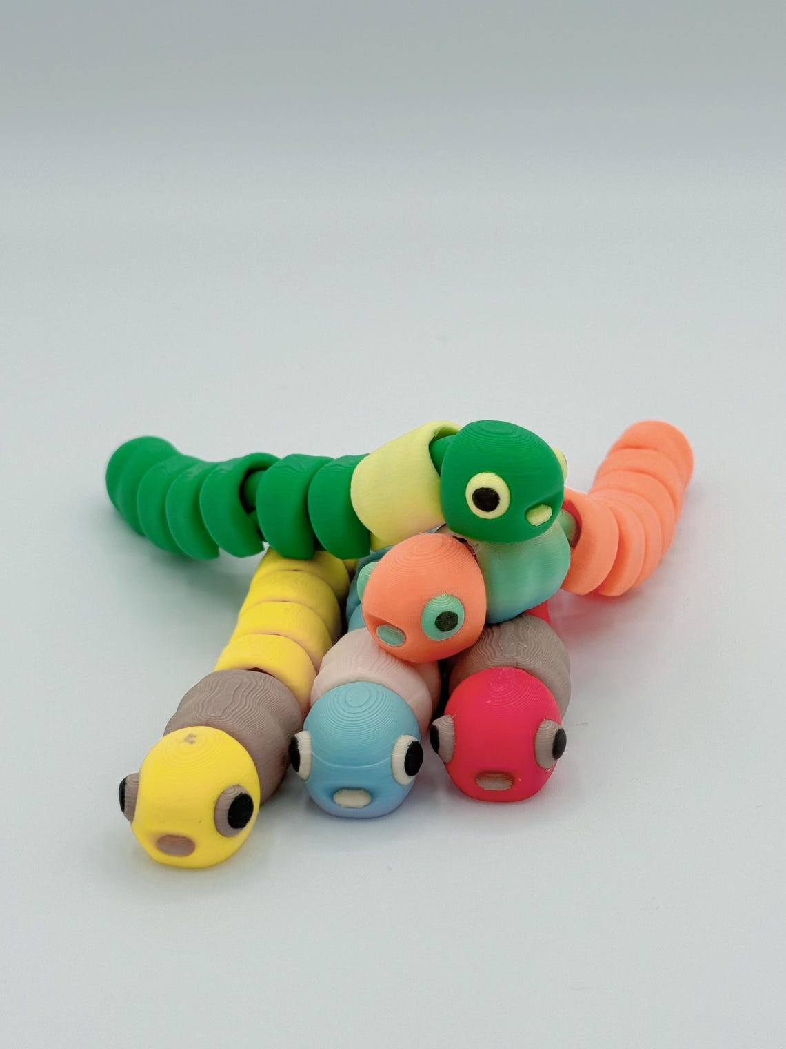 Wiggly Colourful Worm Flexi - Articulated Fidget Toy for All Ages - Etsy