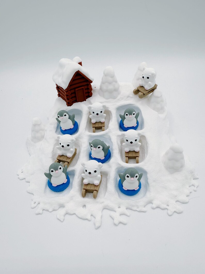 Arctic Tic-tac-toe – 3D Printed Polar Bear & Penguin Winter Game | Snow ...