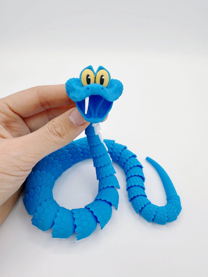 3D Printed Articulated Gary Snake – Articulated Cartoon Reptile Toy ...