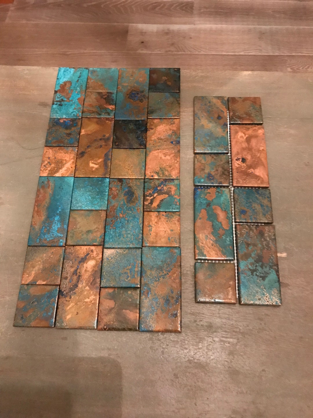 4”x12” Copper Tile or Accent Liner in Turquoise, Aqua, Blue for Kitchen ...