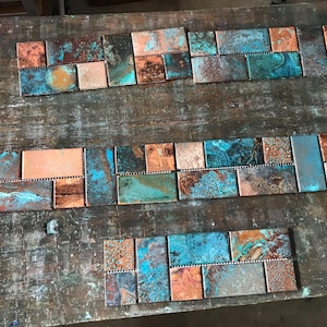 4”x12” Galactic Metallic Copper Tile Kitchen Backsplash Border With ...