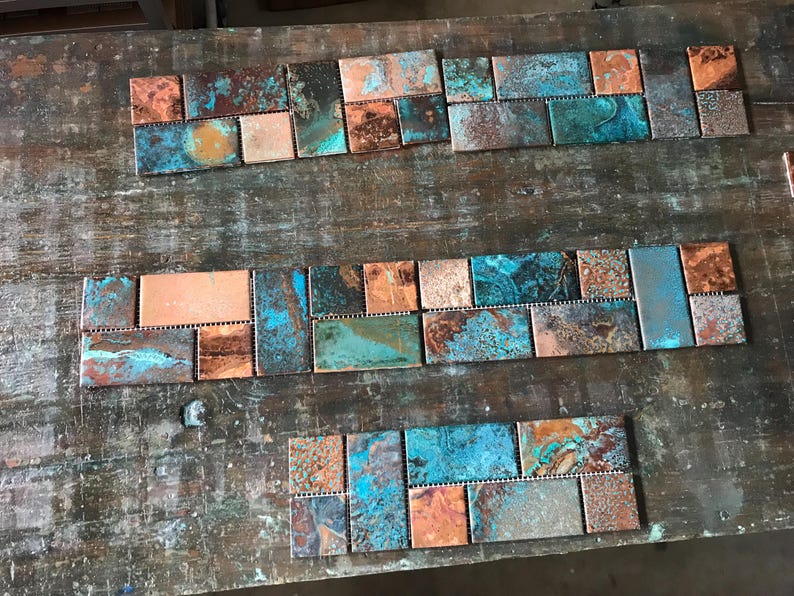 4”x12” Galactic Metallic Copper Tile Kitchen Backsplash Border With ...