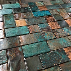 4”x12” Galactic Metallic Copper Tile Kitchen Backsplash Border With ...