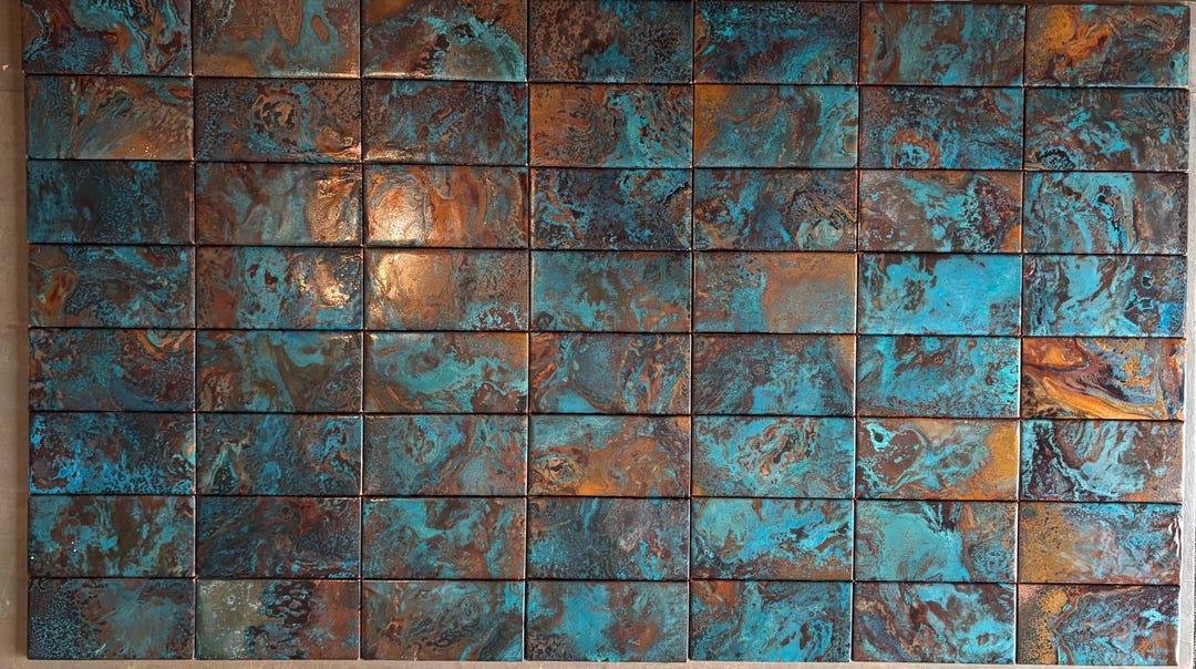 3”x6” Copper Subway Tile for Kitchen Backsplash, Kitchen or Bar Patina ...
