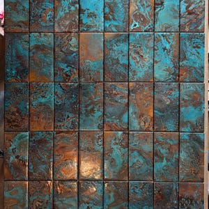 3”x6” Copper Subway Tile for Kitchen Backsplash, Kitchen or Bar Patina ...