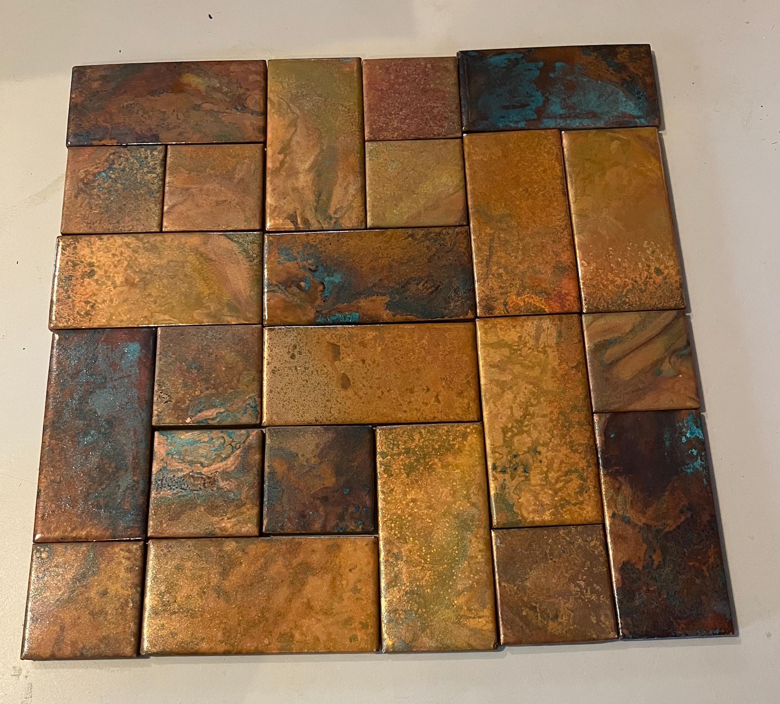 Genuine Copper Wall Tile With Patina for Kitchen Backsplash, Shower or ...