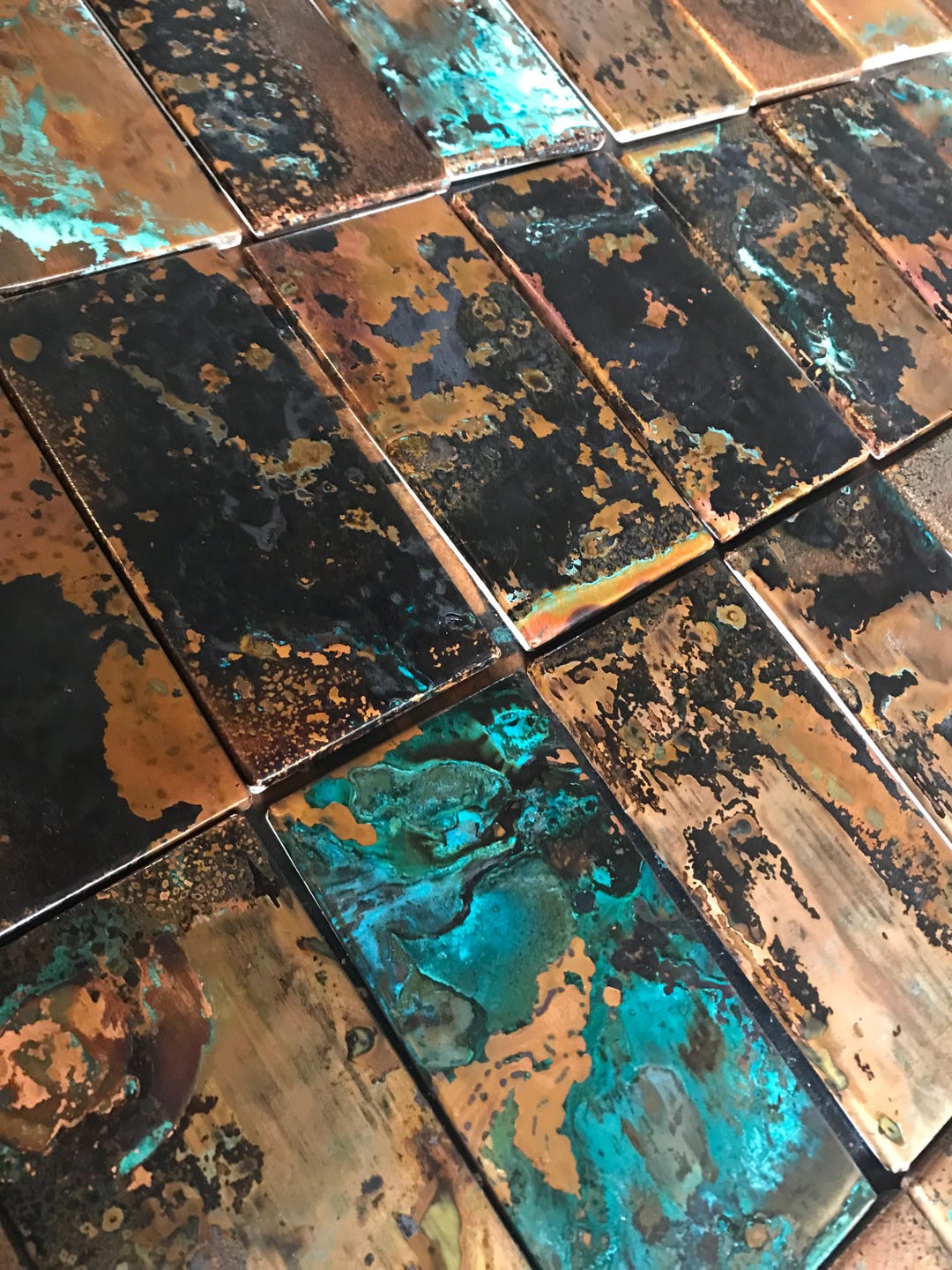 3”x6” Genuine Copper Tile With Industrial Vibe for Kitchen Backsplash ...