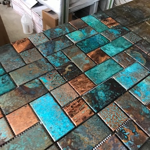 4”x12” Galactic Metallic Copper Tile Kitchen Backsplash Border With ...