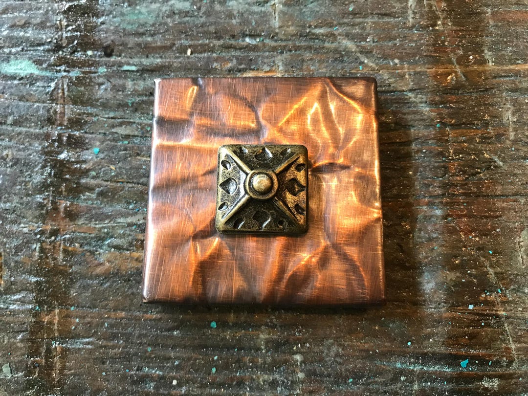 Handcrafted 2”x2” Copper Accent Tile With Bronze Pyramid Rivets by ...