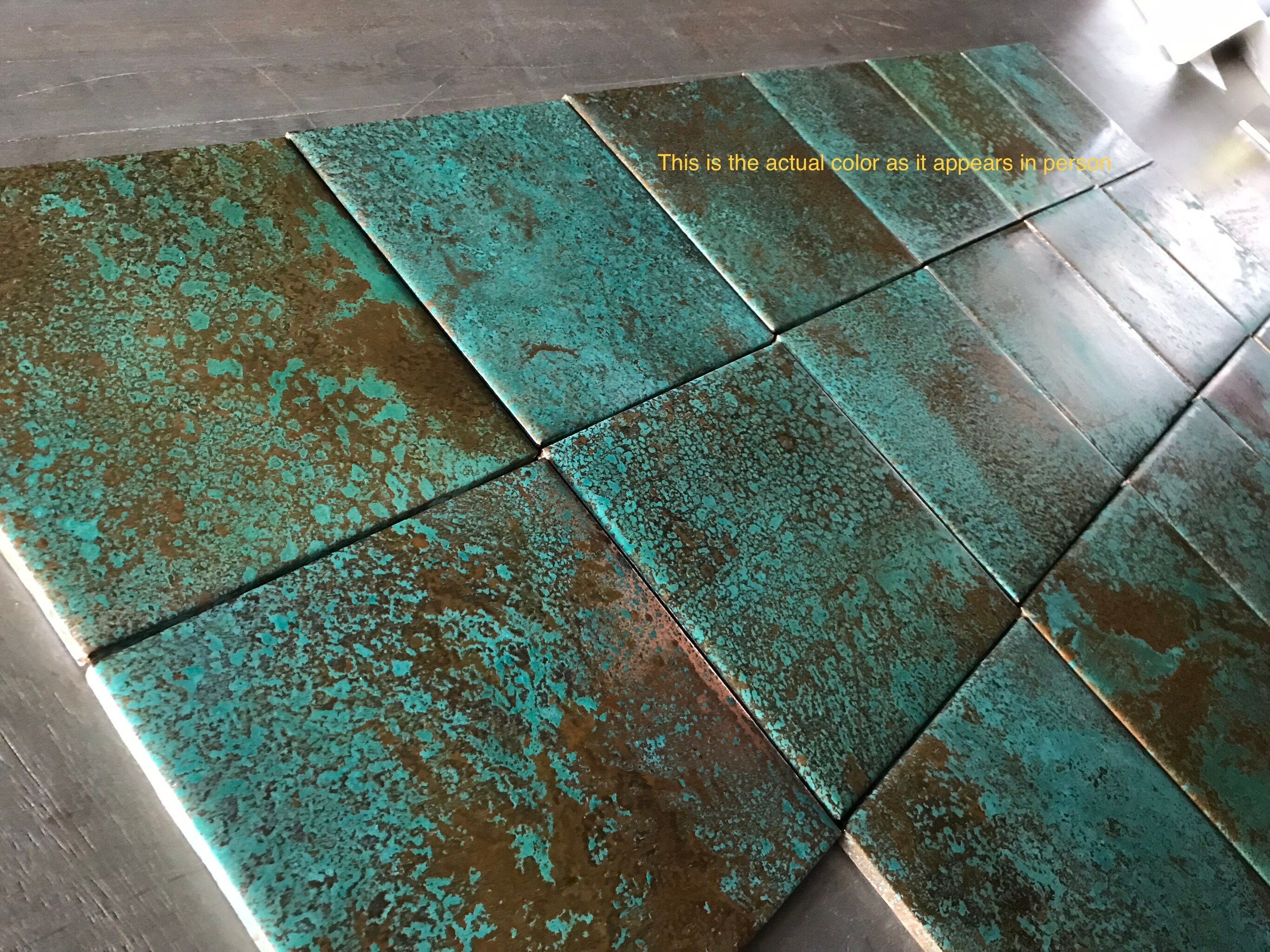 Bespoke Copper Tiles 6x6 Square Aqua Green Patina for Indoor - Etsy