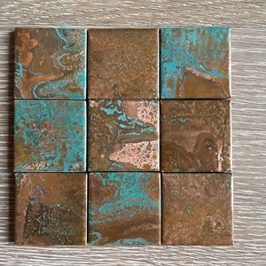 4”x12” Copper Tile or Accent Liner in Turquoise, Aqua, Blue for Kitchen ...