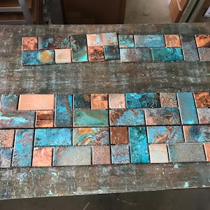 4”x12” Galactic Metallic Copper Tile Kitchen Backsplash Border With ...