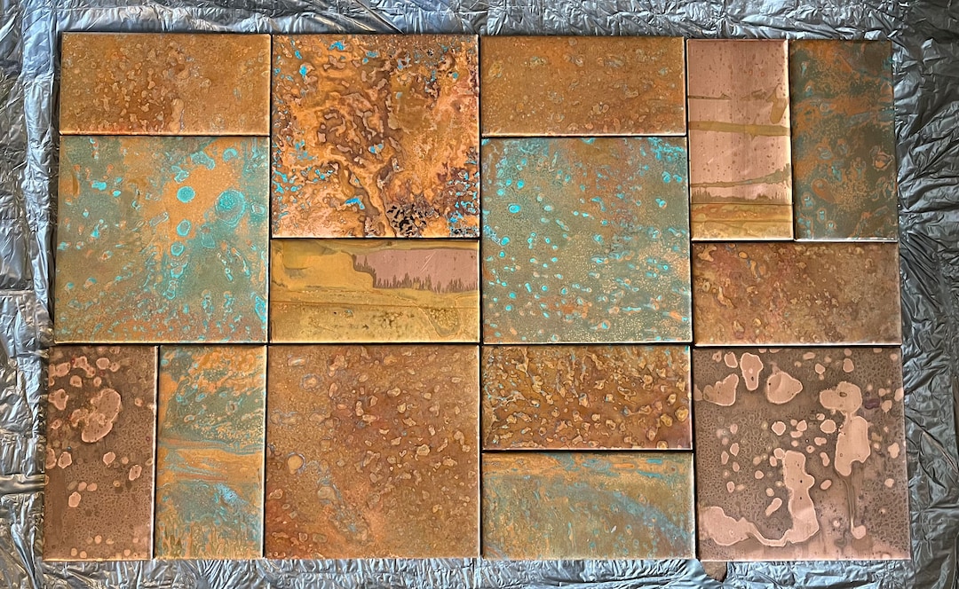 Set of Copper Tiles for Kitchen Backsplash or Accent Wall Niche With ...