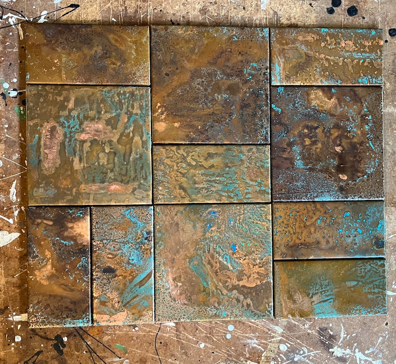 Set of Copper Tiles for Kitchen Backsplash Accent Wall One of a Kind ...