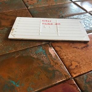 3”x6” Copper Subway Tile LIMITED EDITION Mix of Color & Texture W/ Aqua ...