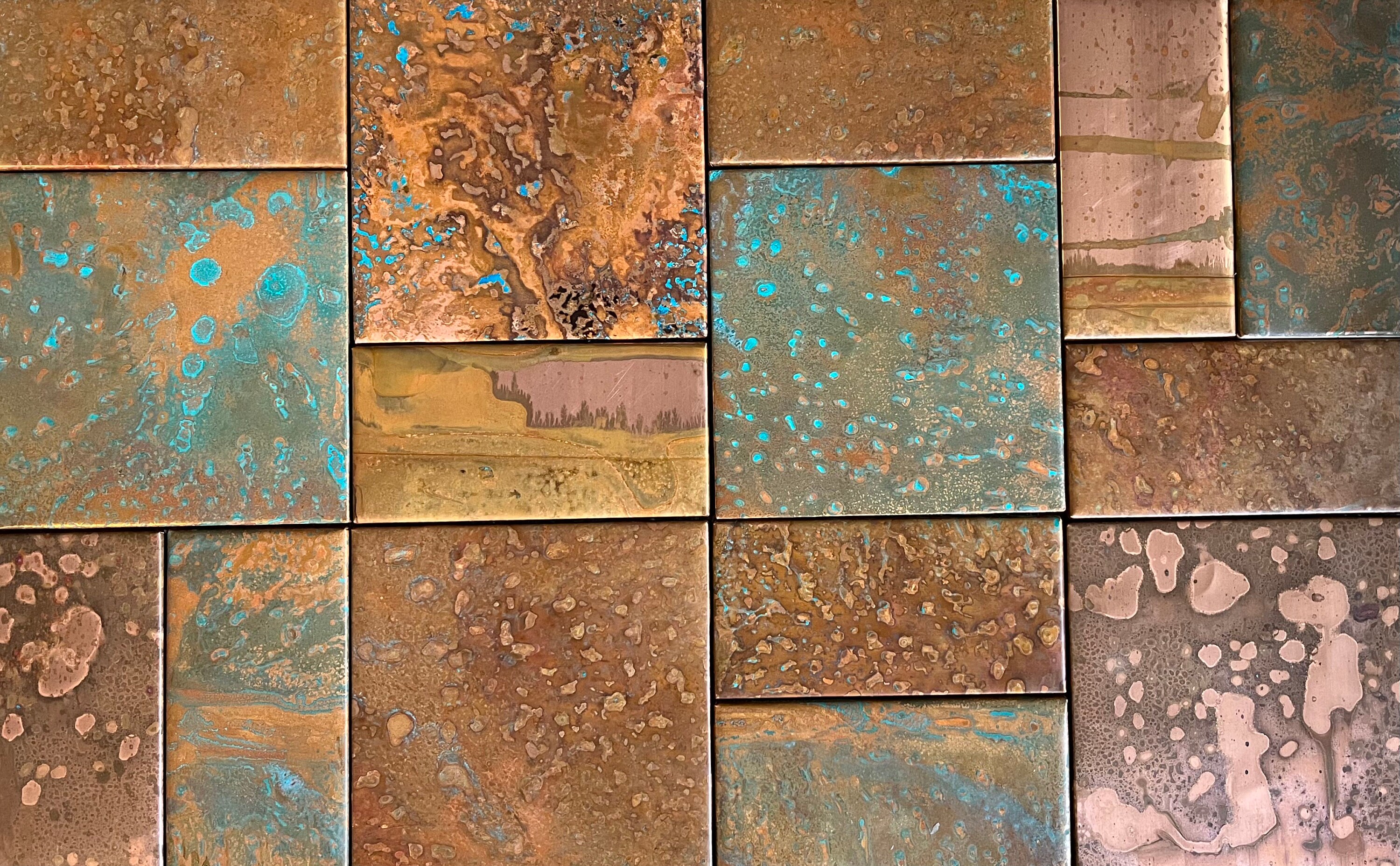 Set of Copper Tiles for Kitchen Backsplash or Accent Wall Niche With ...
