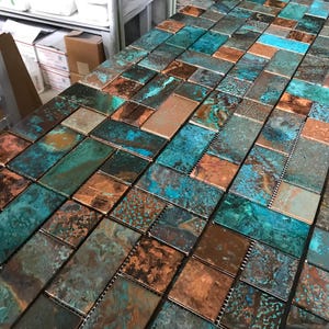 4”x12” Galactic Metallic Copper Tile Kitchen Backsplash Border With ...