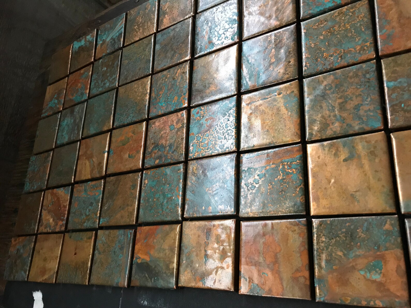 Genuine Copper Tiles in Aqua Blue Green & Oxidized Patina - Etsy