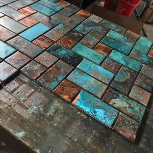 4”x12” Galactic Metallic Copper Tile Kitchen Backsplash Border With ...