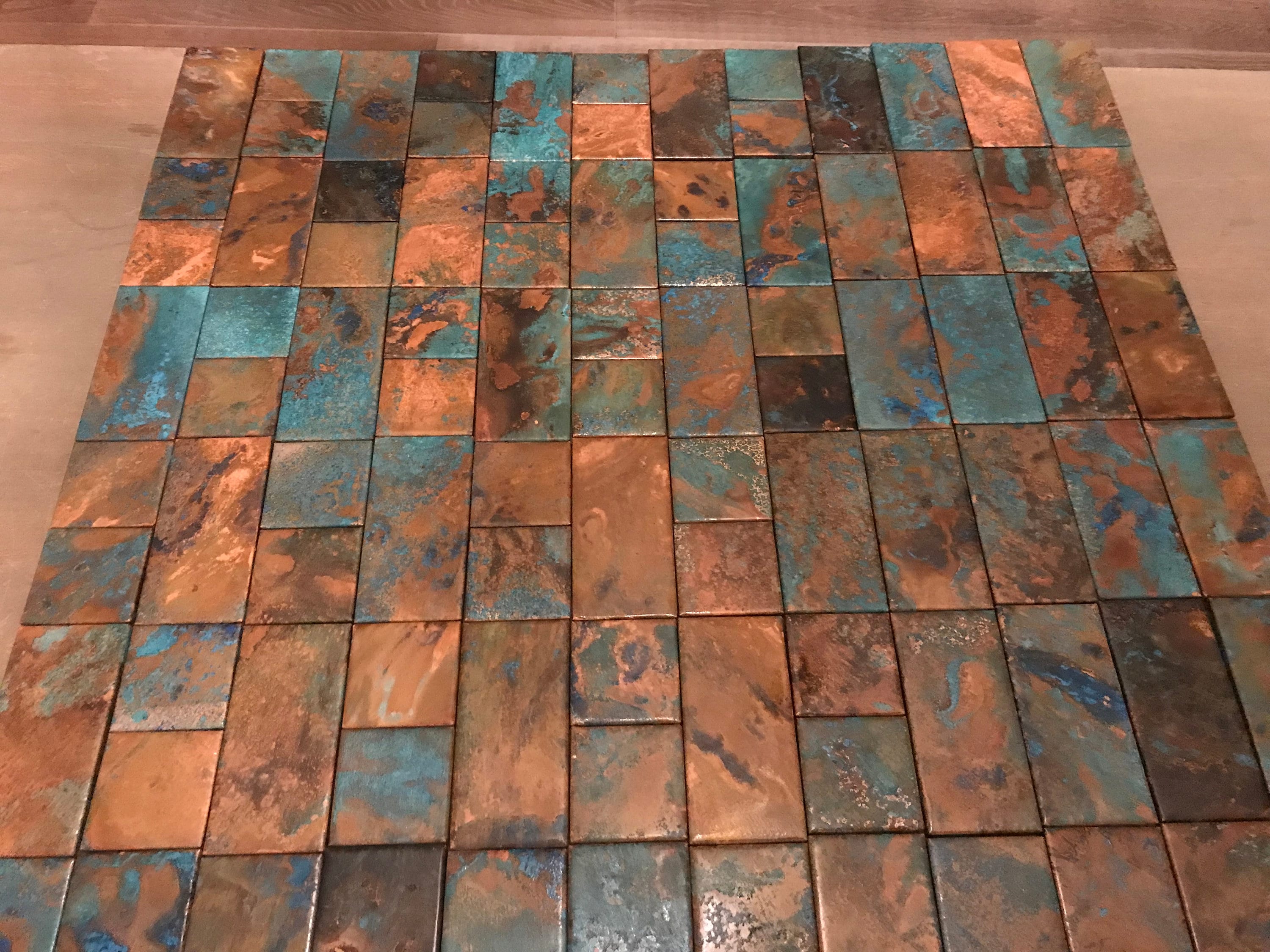 4x12 Handmade Copper Tile Accent Liner in Turquoise Aqua - Etsy