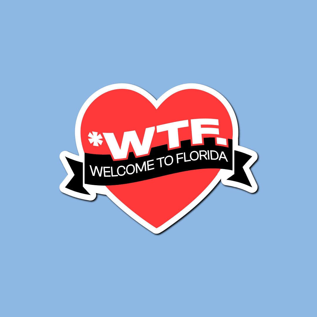 WTF: Welcome to Florida Heart Sticker | Funny Florida Sticker ...