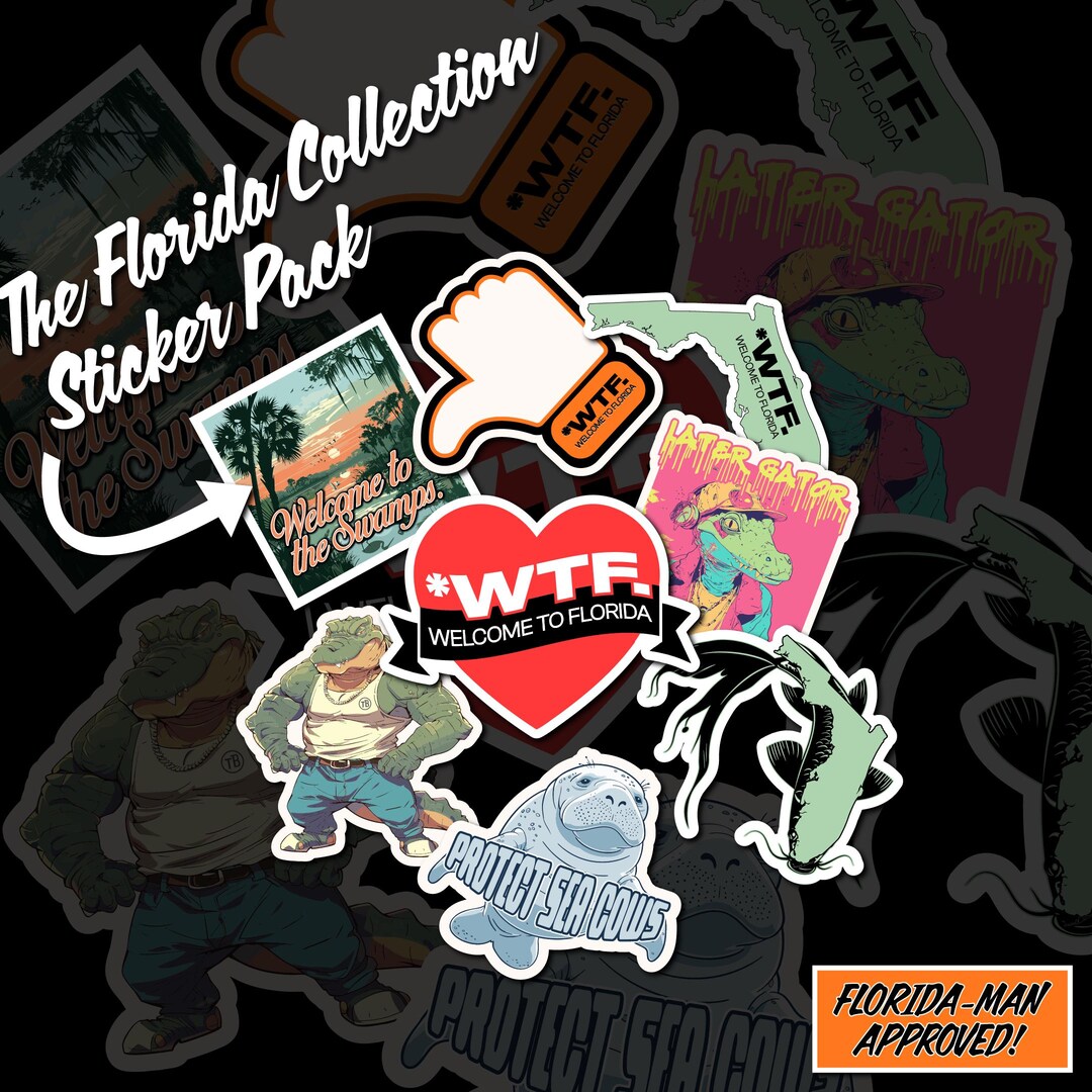 Florida Sticker Set | 8-pack Sunshine State Decals | Fun & Quirky ...