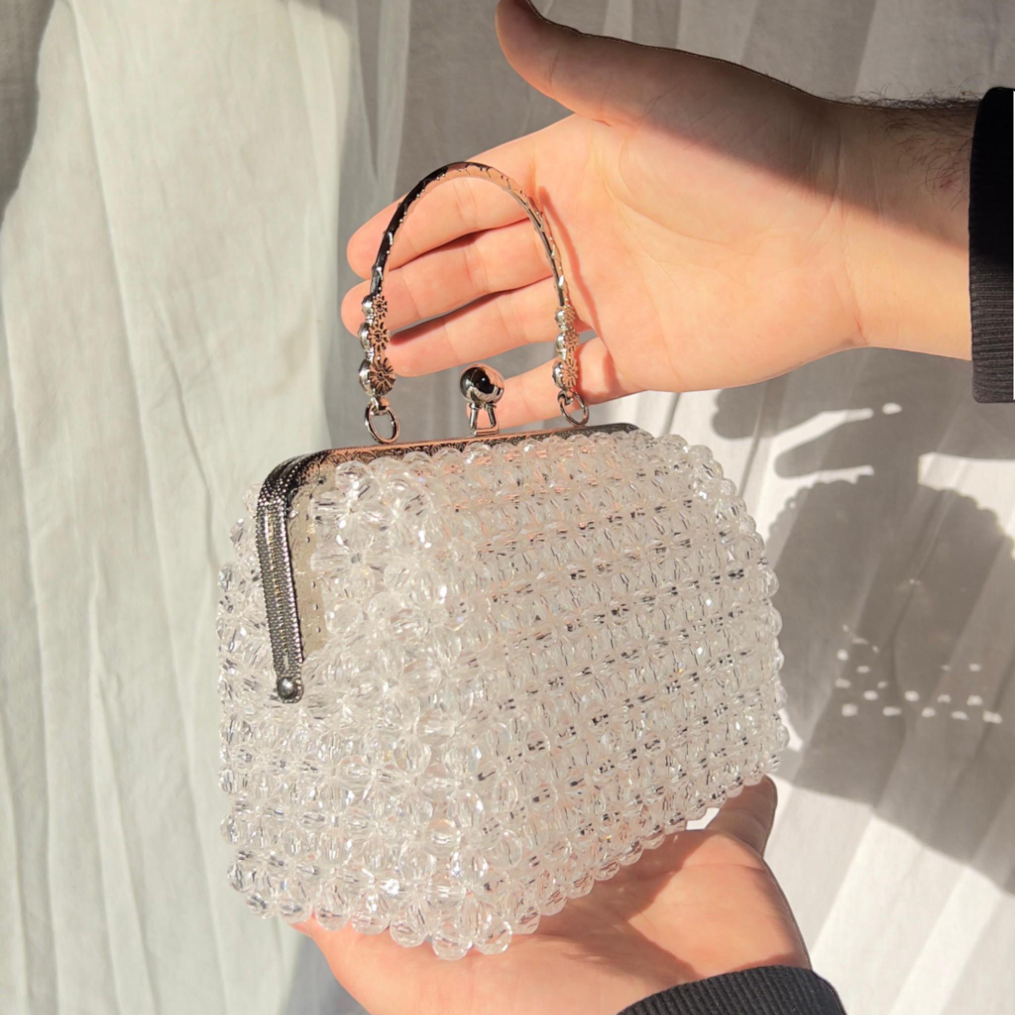Round Honeycomb Pattern White Beaded Bag - 10mm Beads - Etsy