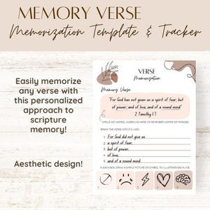 Bible Verse Memorization Template, Scripture Memory Tool, Memory Verse ...