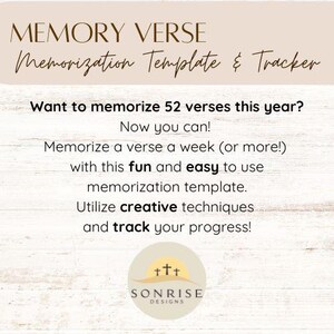 Bible Verse Memorization Template, Scripture Memory Tool, Memory Verse ...