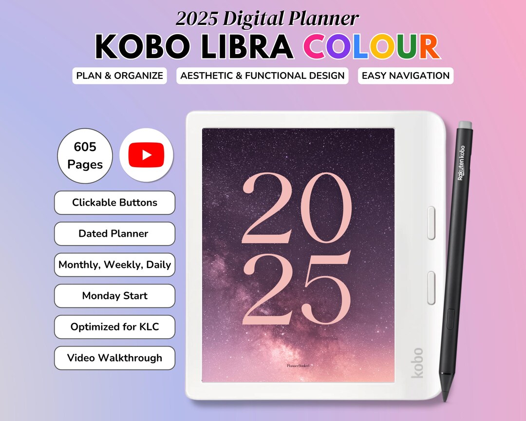 Kobo Libra Colour Digital Planner PDF, Remarkable Paper Pro, Kobo Sage ...