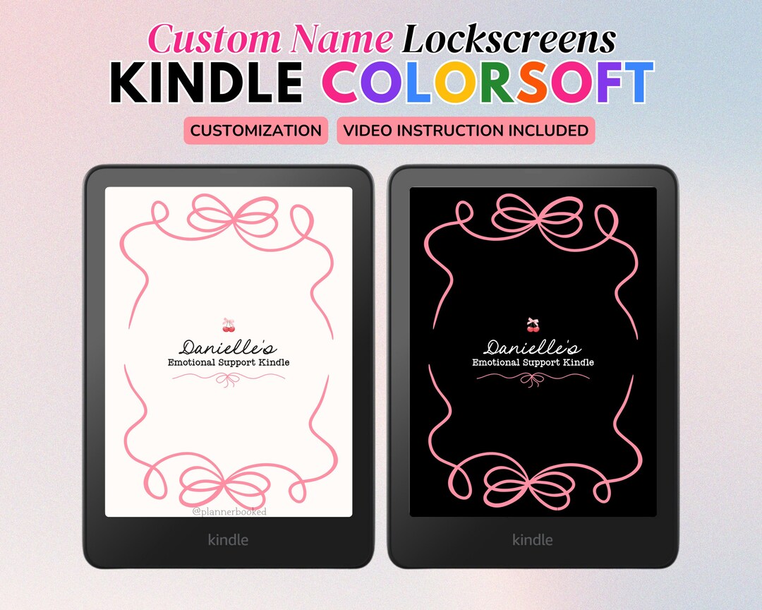 Coquette Kindle Colorsoft Lock Screen With Name, Kindle Lock Screen Bow ...