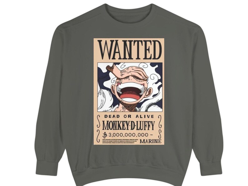 Monkey D Luffy Wanted Poster Sweatshirt, Anime Crewneck Jumper, One ...