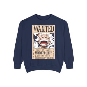 Monkey D Luffy Wanted Poster Sweatshirt, Anime Crewneck Jumper, One ...