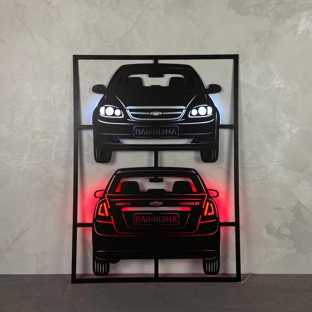 LED Car Wall Sign for Garage, 2D Layered Wooden Sports Car Light ...