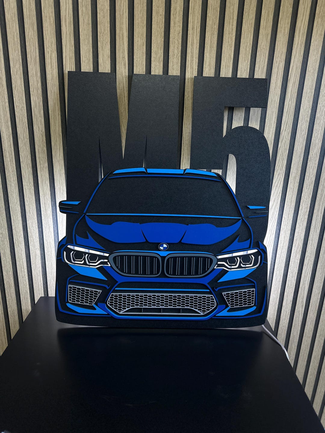 BMW M5 Custom LED Wall Art, Wooden Car Sign With License Plate, Gift ...