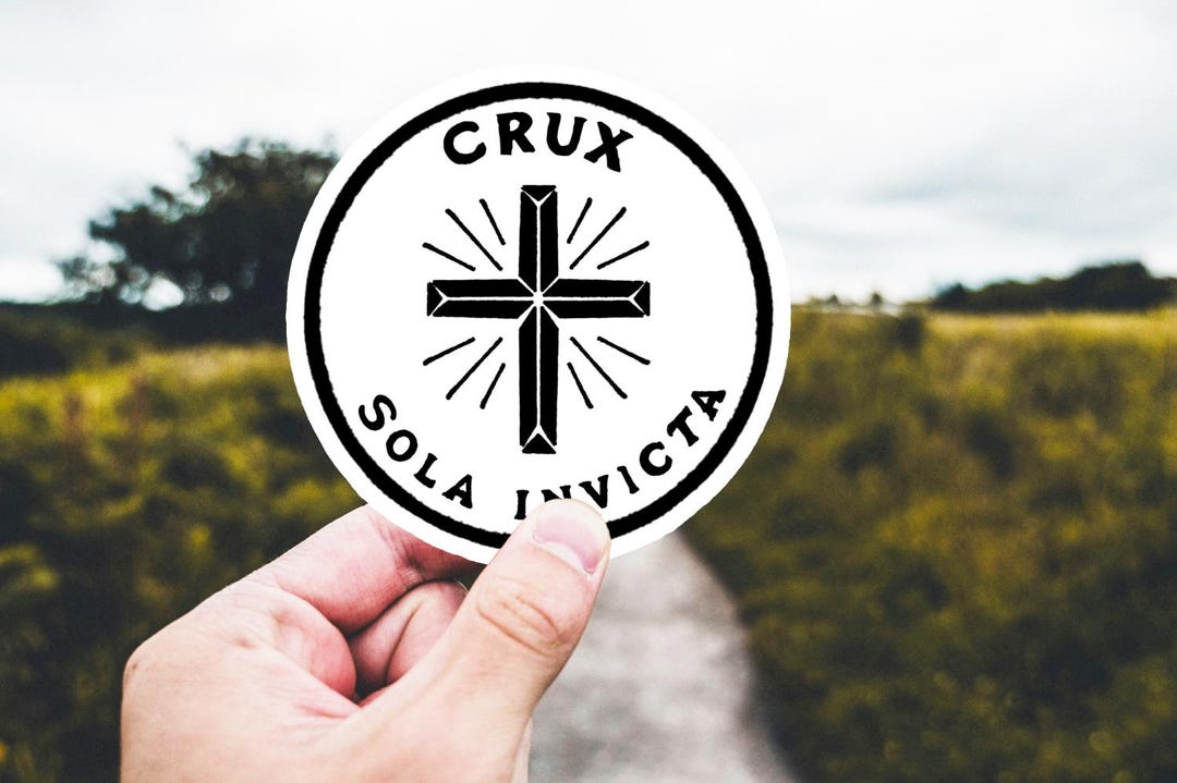 Crux Sola Invicta Sticker – Latin Cross Faith Sticker, Christian Vinyl ...