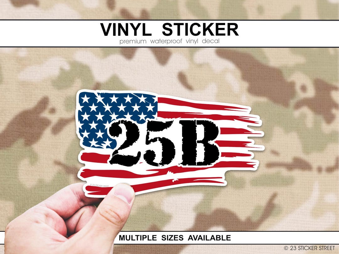 25B Army MOS Sticker With American Flag, Military IT Specialist Decal ...