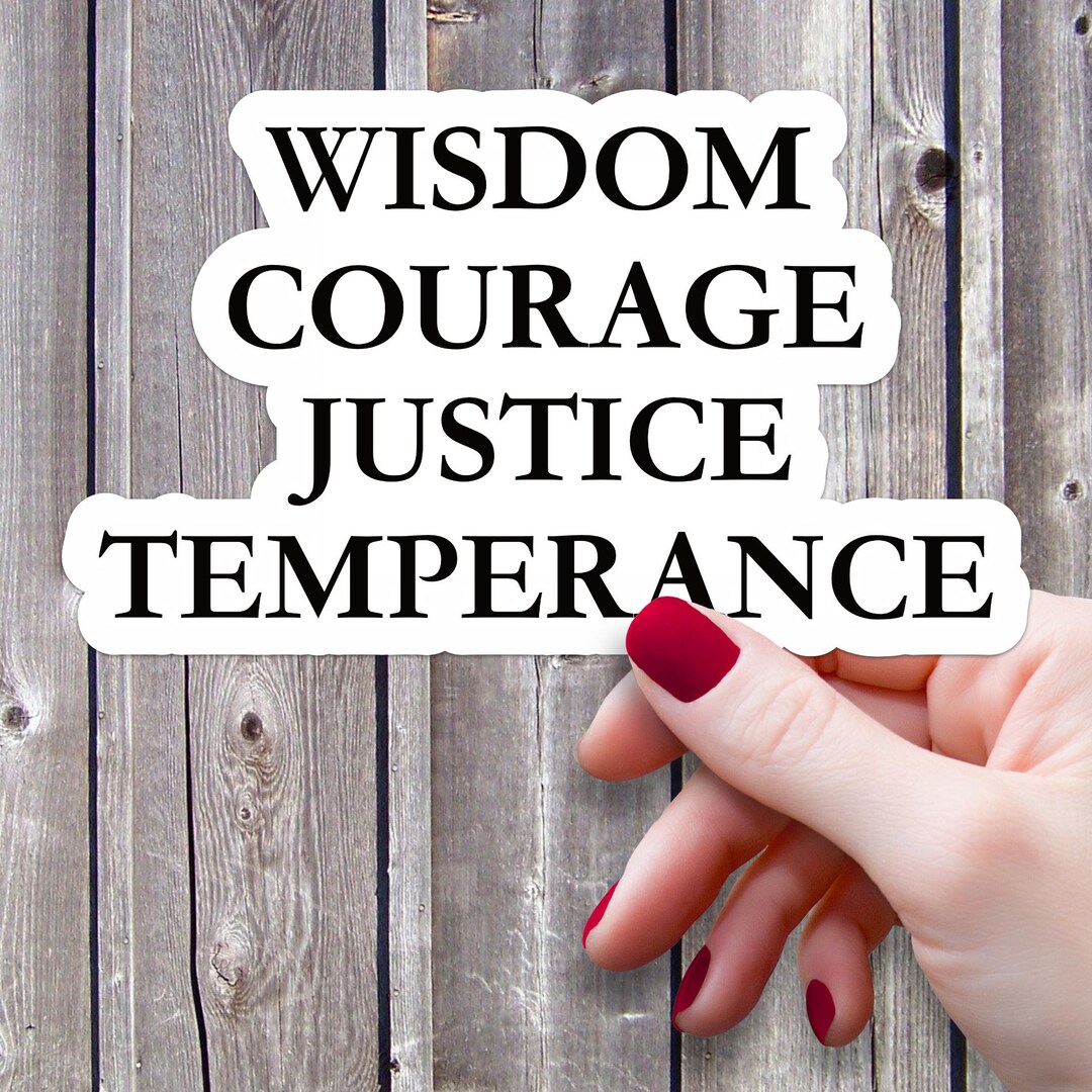Stoic Virtues Sticker, Wisdom Courage Justice Temperance Sticker ...