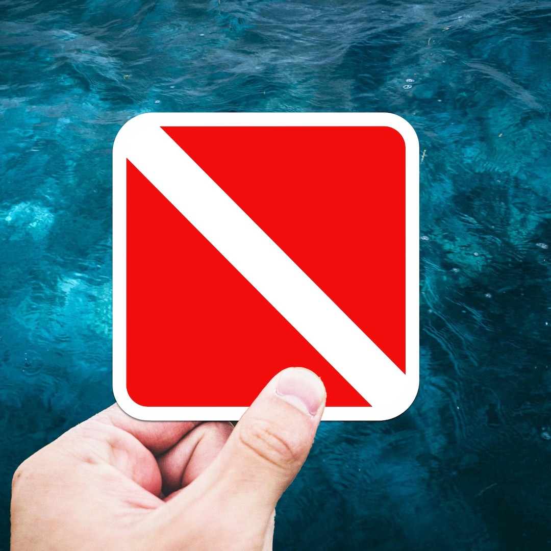 Scuba Dive Flag Sticker, Scuba Flag Sticker, Water Sports Sticker ...