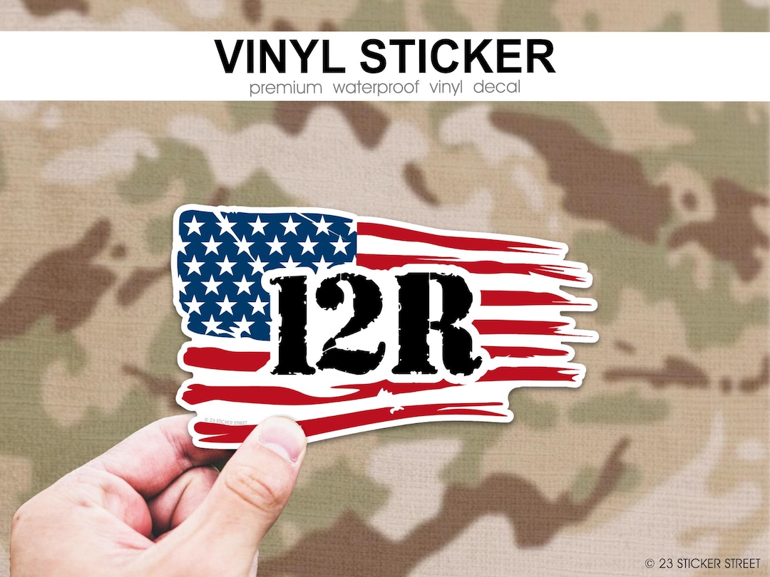12R Army MOS Sticker With Flag, Interior Electrician Vinyl Decal ...