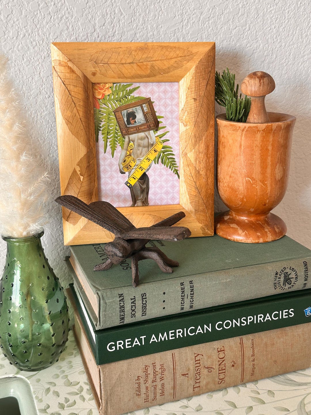 Surrealist Collage Art – Greek Statue TV Head in Vintage Frame - Etsy