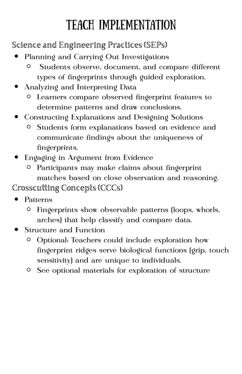 Forensic Fingerprint Science Booklet – STEM Crime Scene Activity for ...