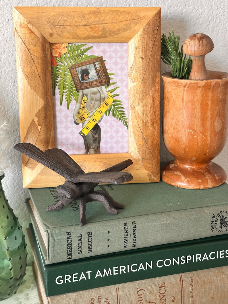 Surrealist Collage Art – Greek Statue TV Head in Vintage Frame - Etsy