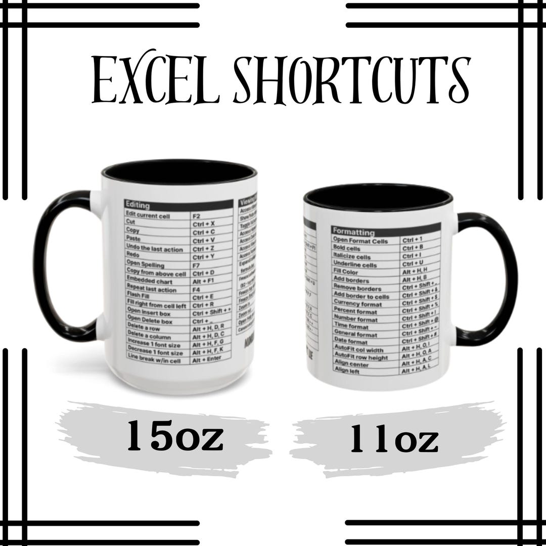 Excel Shortcuts Mug Funny Office Gift for Boss and Coworkers Christmas ...