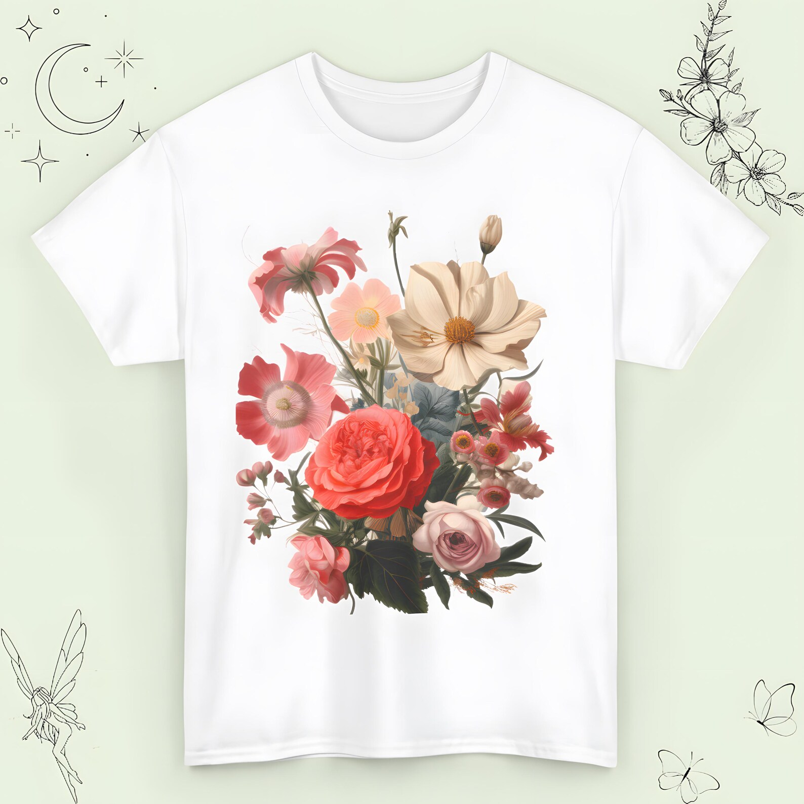Vibrant Floral Design T-shirt Floral Cottagecore Shirt Aesthetic Shirt ...