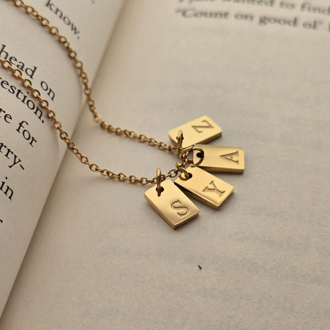 18k Gold Fill Initial Tag Necklace: Custom Engraved Letter Pendant - Etsy