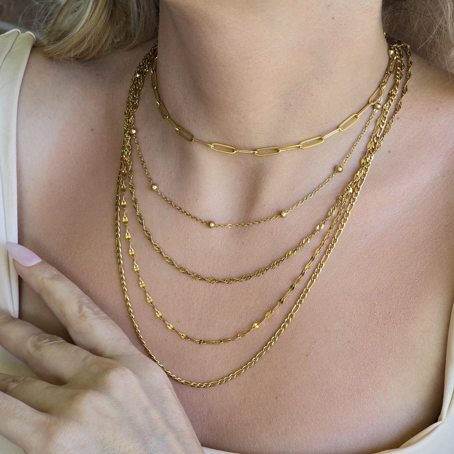 18k Gold Filled Chain Necklace: Adjustable, Waterproof, Gift Ready - Etsy