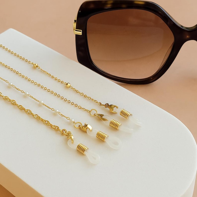 Gold Pearl Sunglasses Chain, 18k Gold Filled Glasses Holder Necklace - Etsy