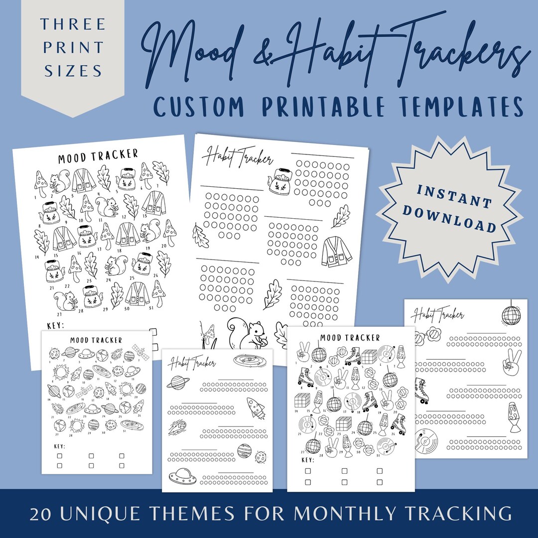 Printable Mood and Habit Tracker Templates: A4, A5, Letter Sizes for ...