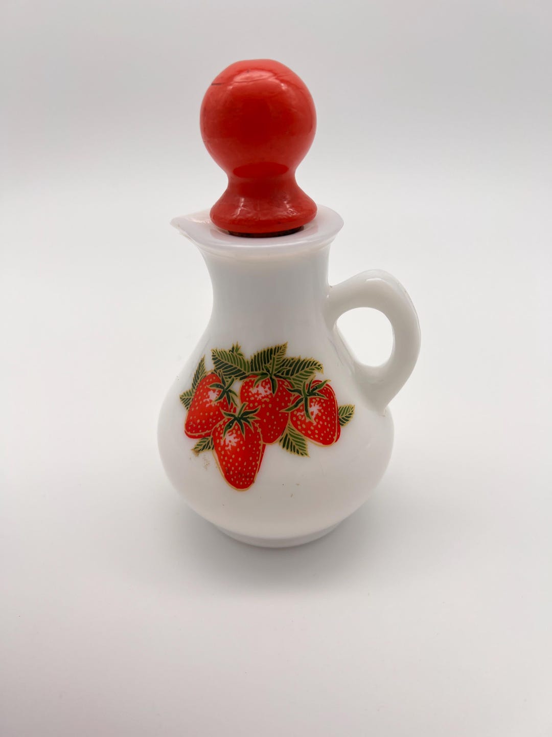 Vintage Avon Milk Glass Strawberry Pitcher With Red Stopper - Etsy